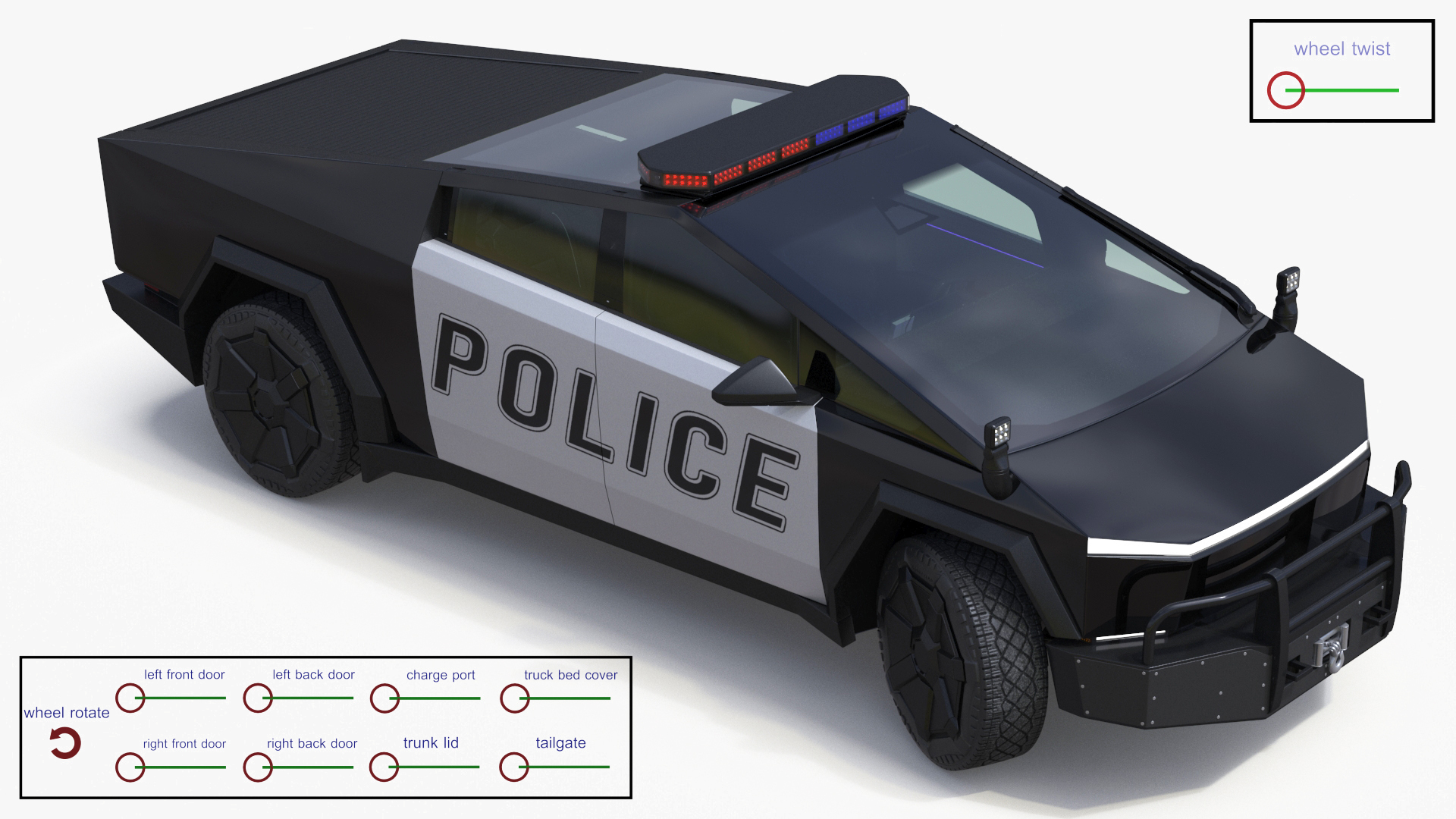 Tesla Cybertruck Police Patrol Vehicle Rigged 3D - TurboSquid 2276791