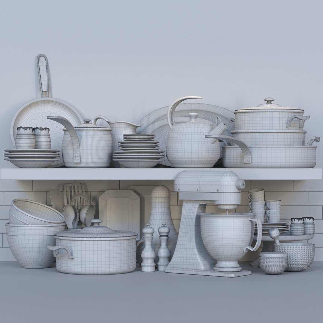 3D A set of dishes and kitchen appliances - TurboSquid 1798023