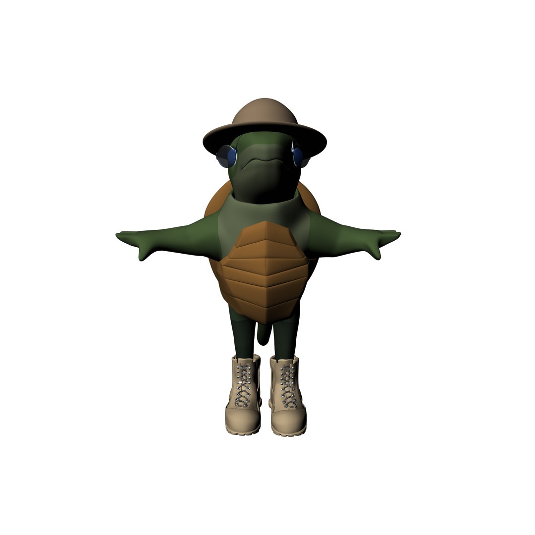 cartoon turtle explorer obj