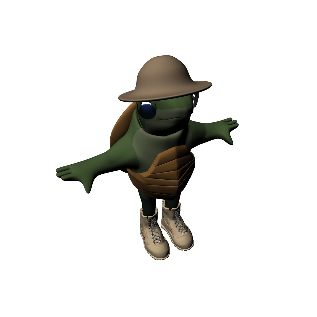cartoon turtle explorer obj