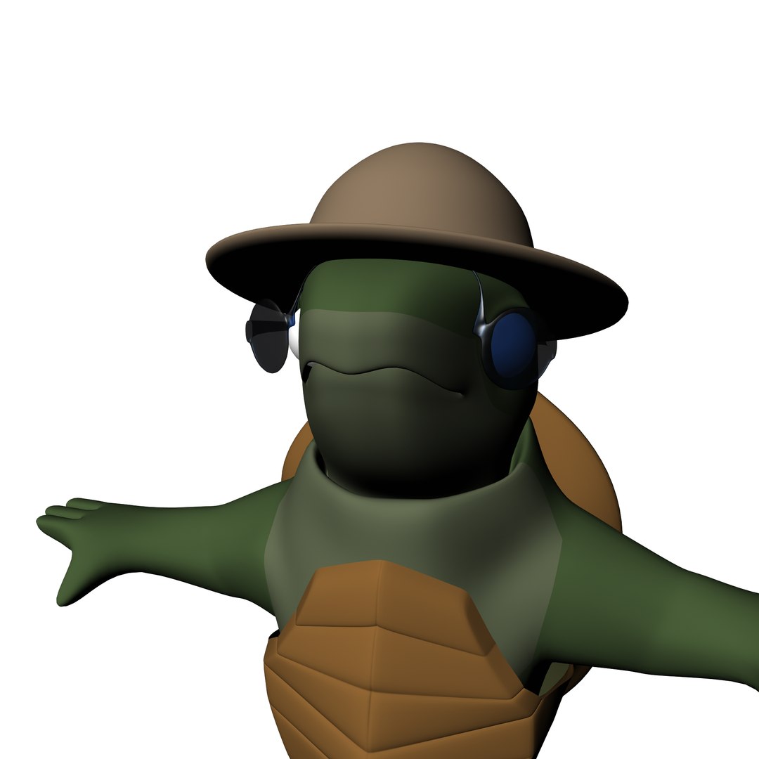 cartoon turtle explorer obj