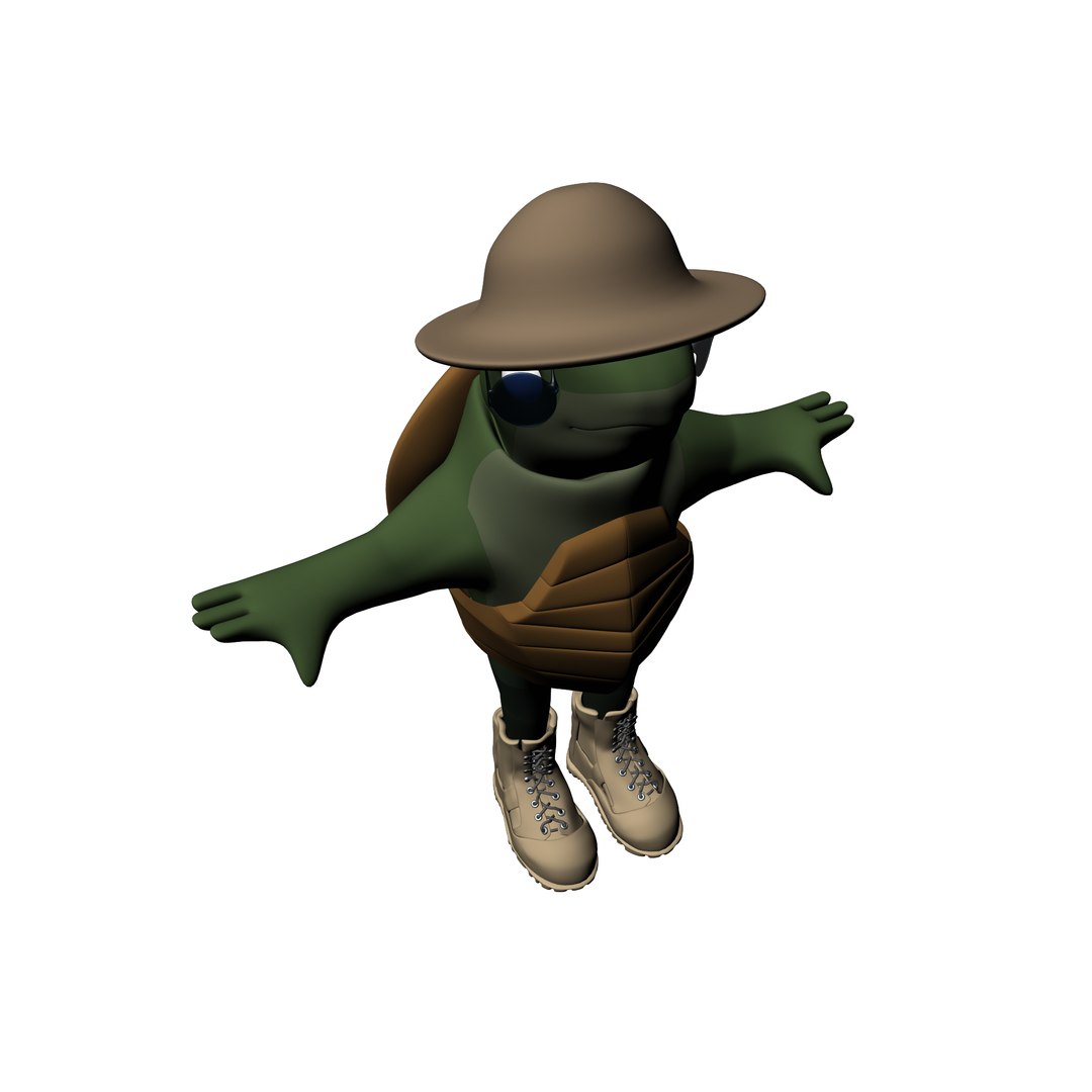 cartoon turtle explorer obj