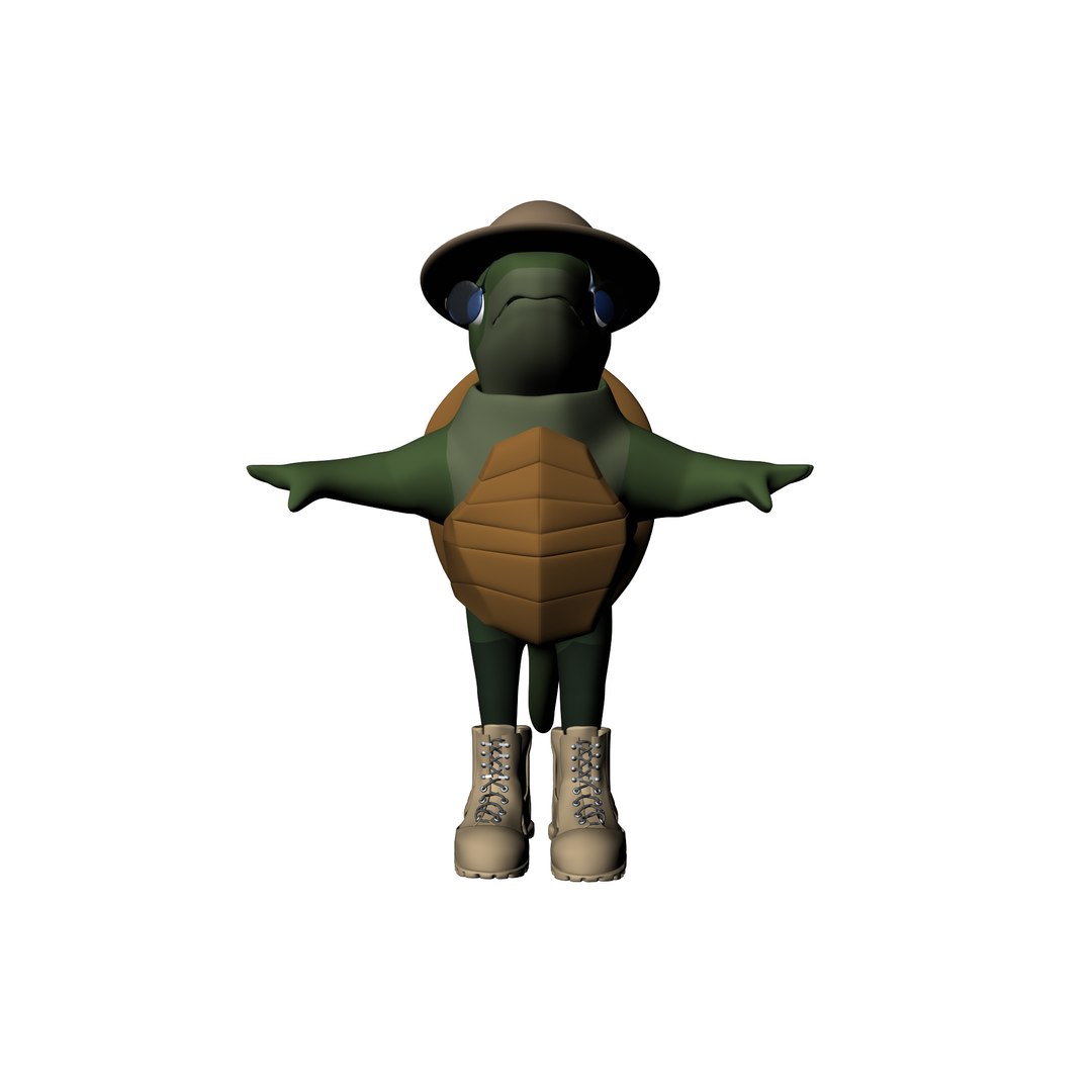 cartoon turtle explorer obj