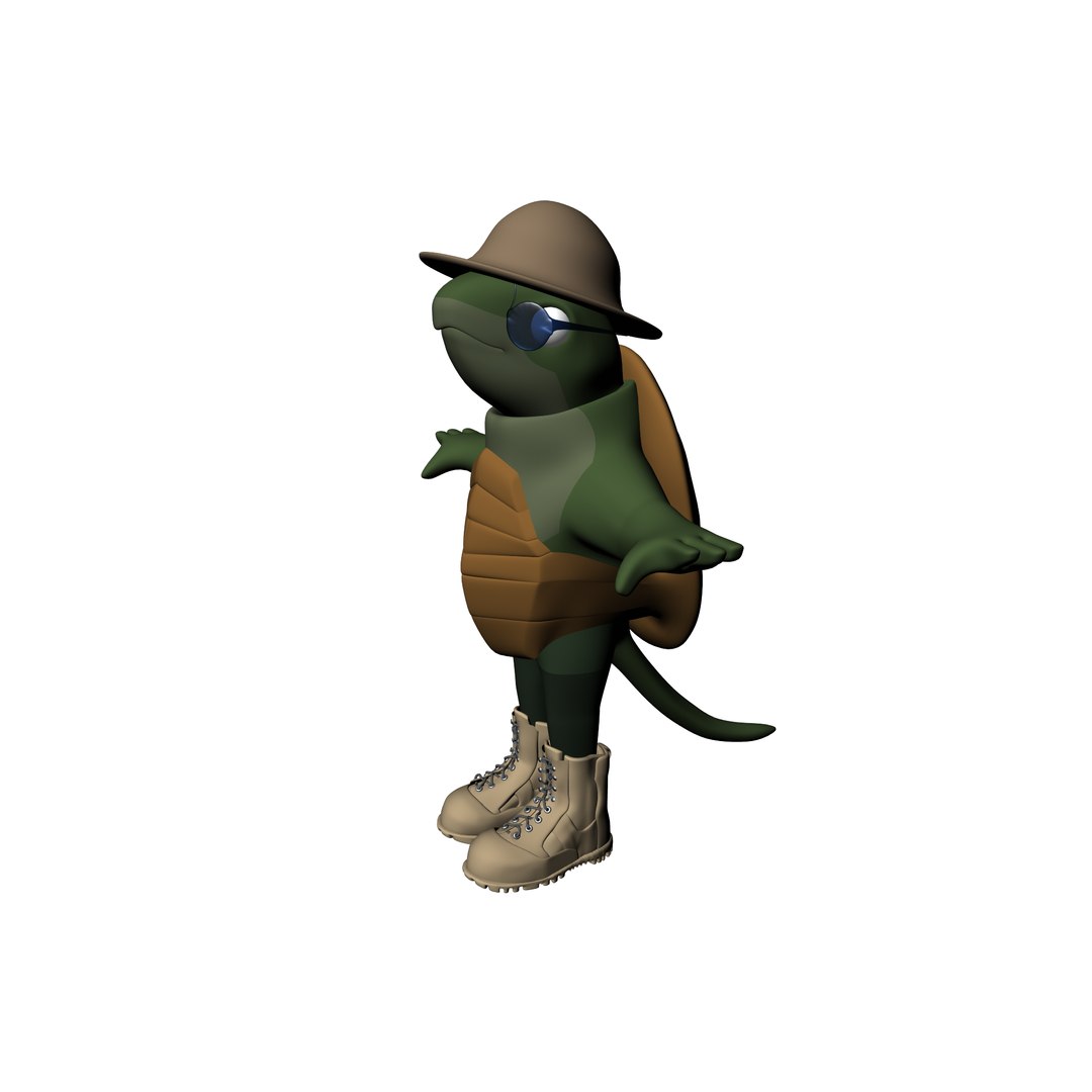cartoon turtle explorer obj