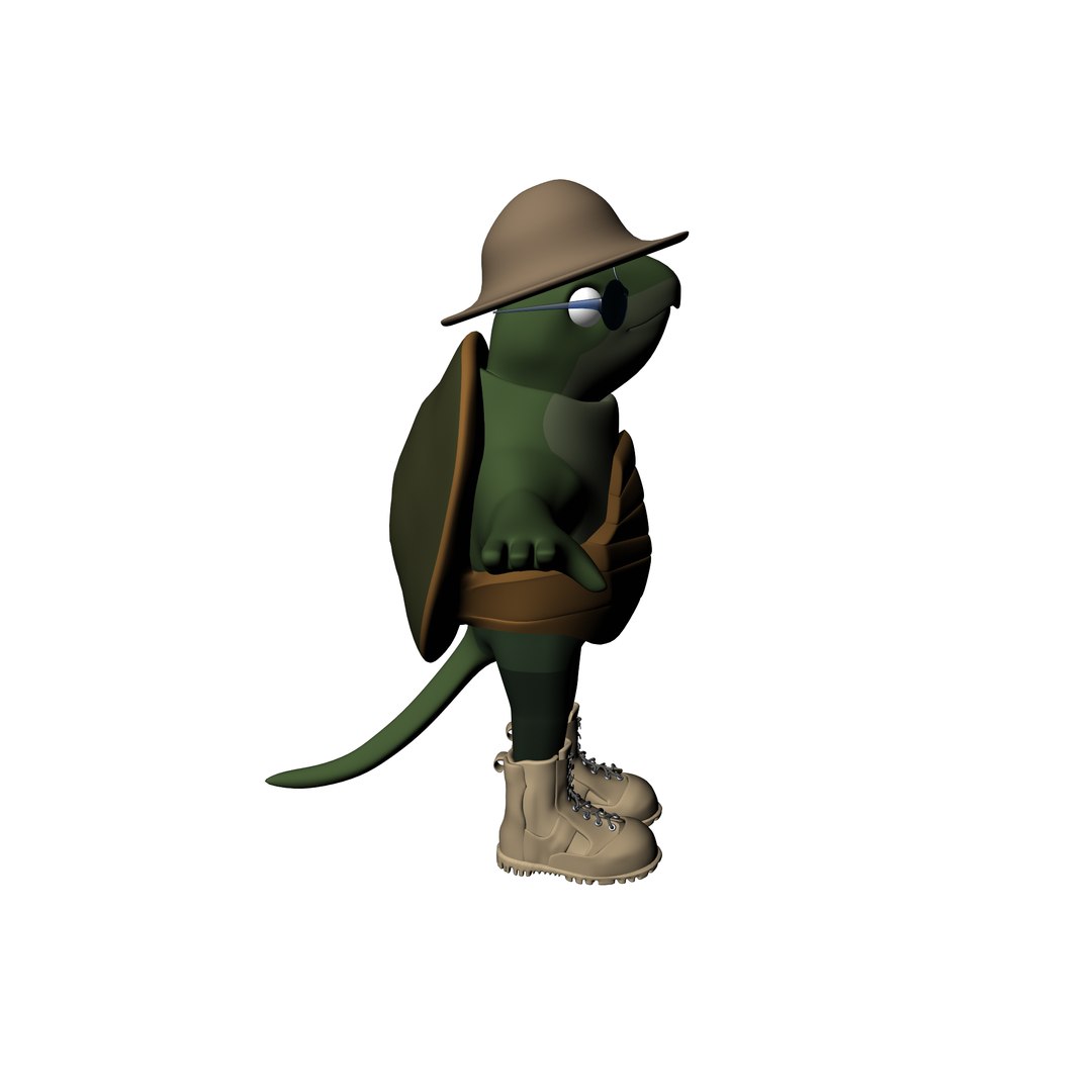 cartoon turtle explorer obj
