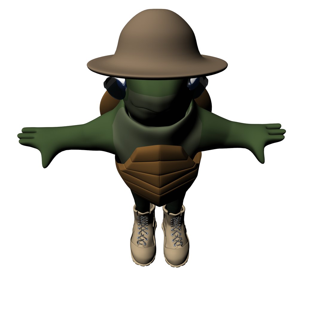 cartoon turtle explorer obj