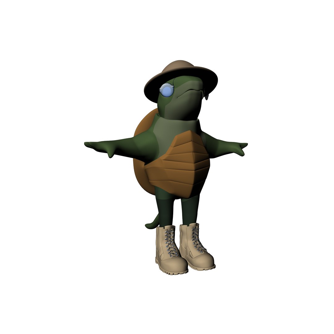 cartoon turtle explorer obj