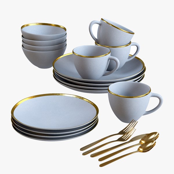3D model Dinnerware 01 CrateBarrel Addison Dinnerware Set - TurboSquid 1776640