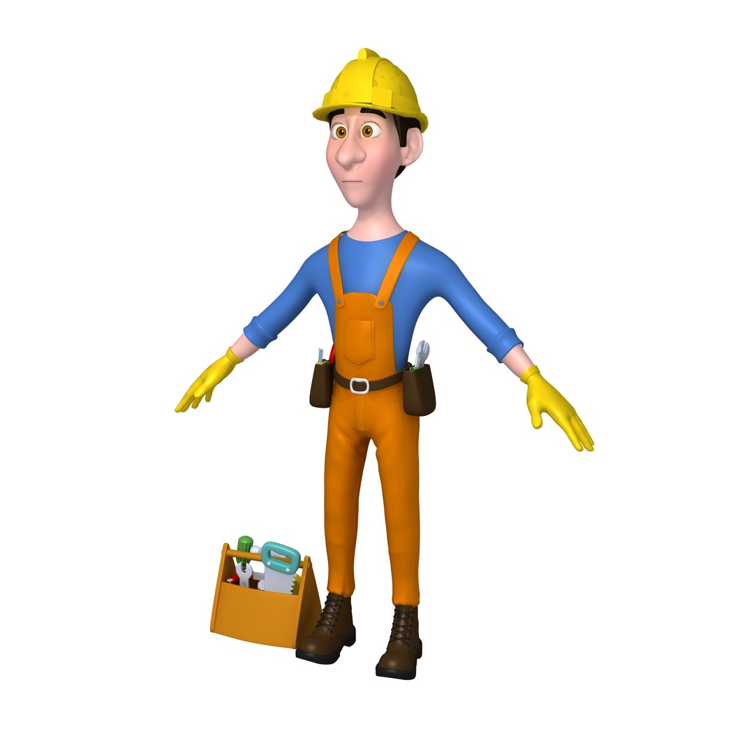 Worker Cartoon Model - TurboSquid 1566587