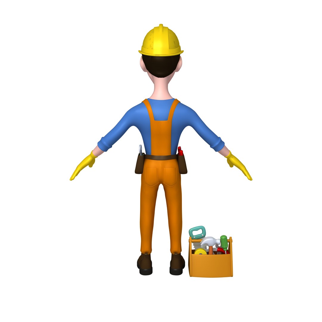 Worker Cartoon Model - TurboSquid 1566587