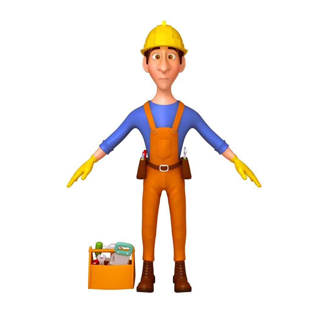 Worker cartoon model - TurboSquid 1566587