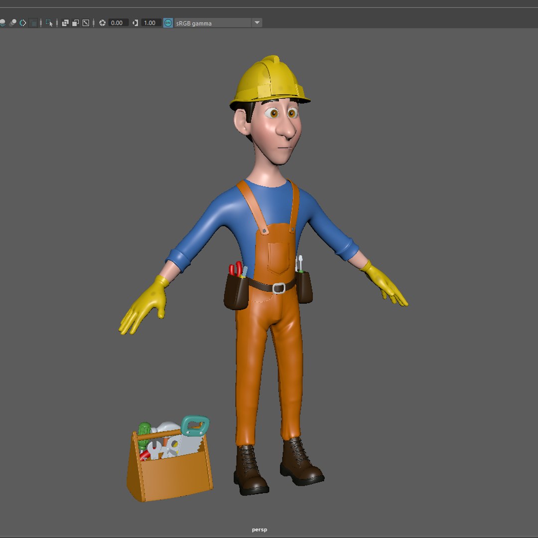 Worker Cartoon Model - TurboSquid 1566587