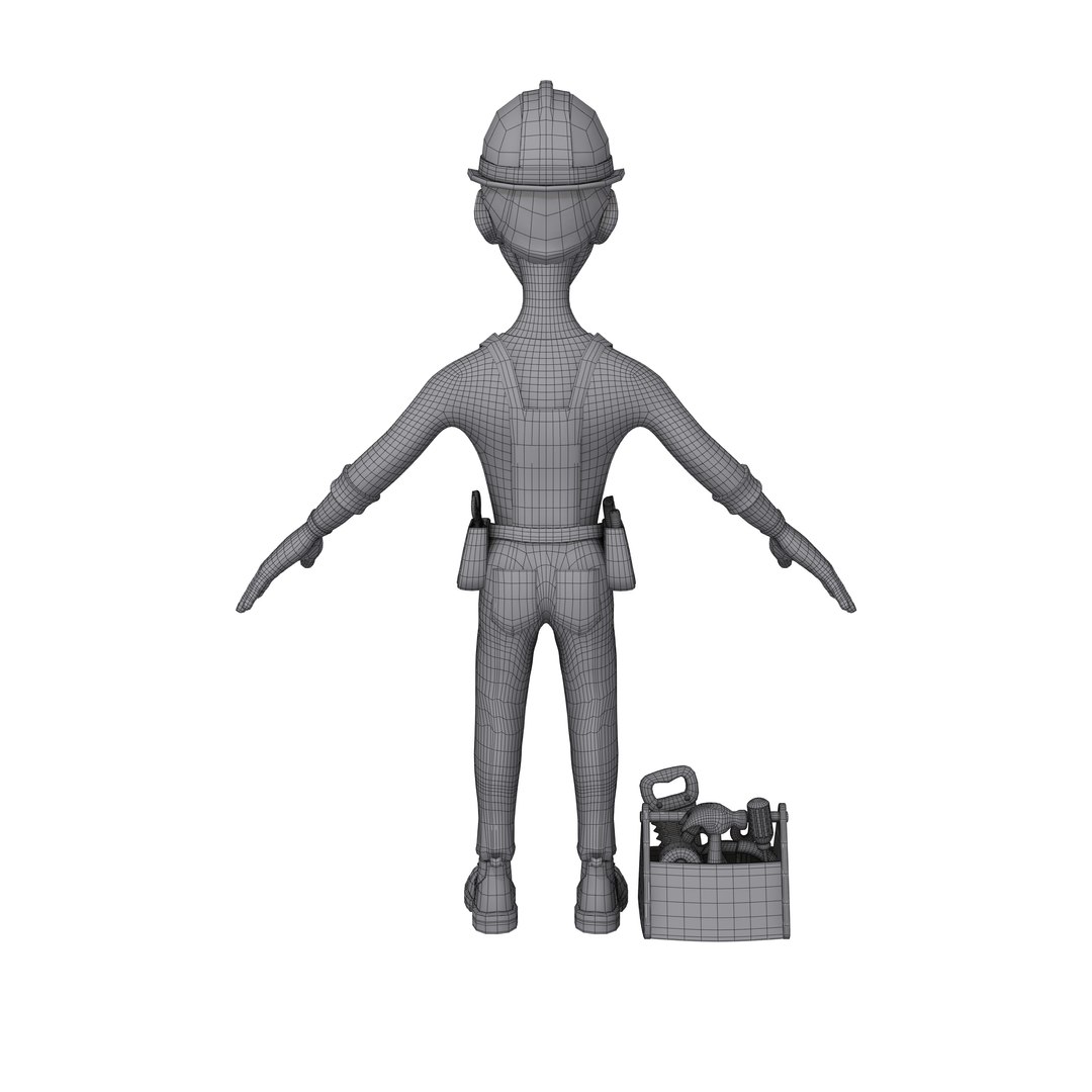 Worker Cartoon Model - TurboSquid 1566587