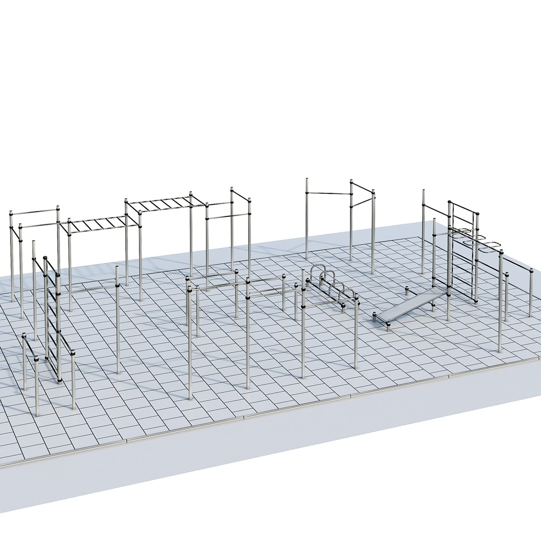 Sports Ground With Pull Up Bars 3D Model - TurboSquid 1722232