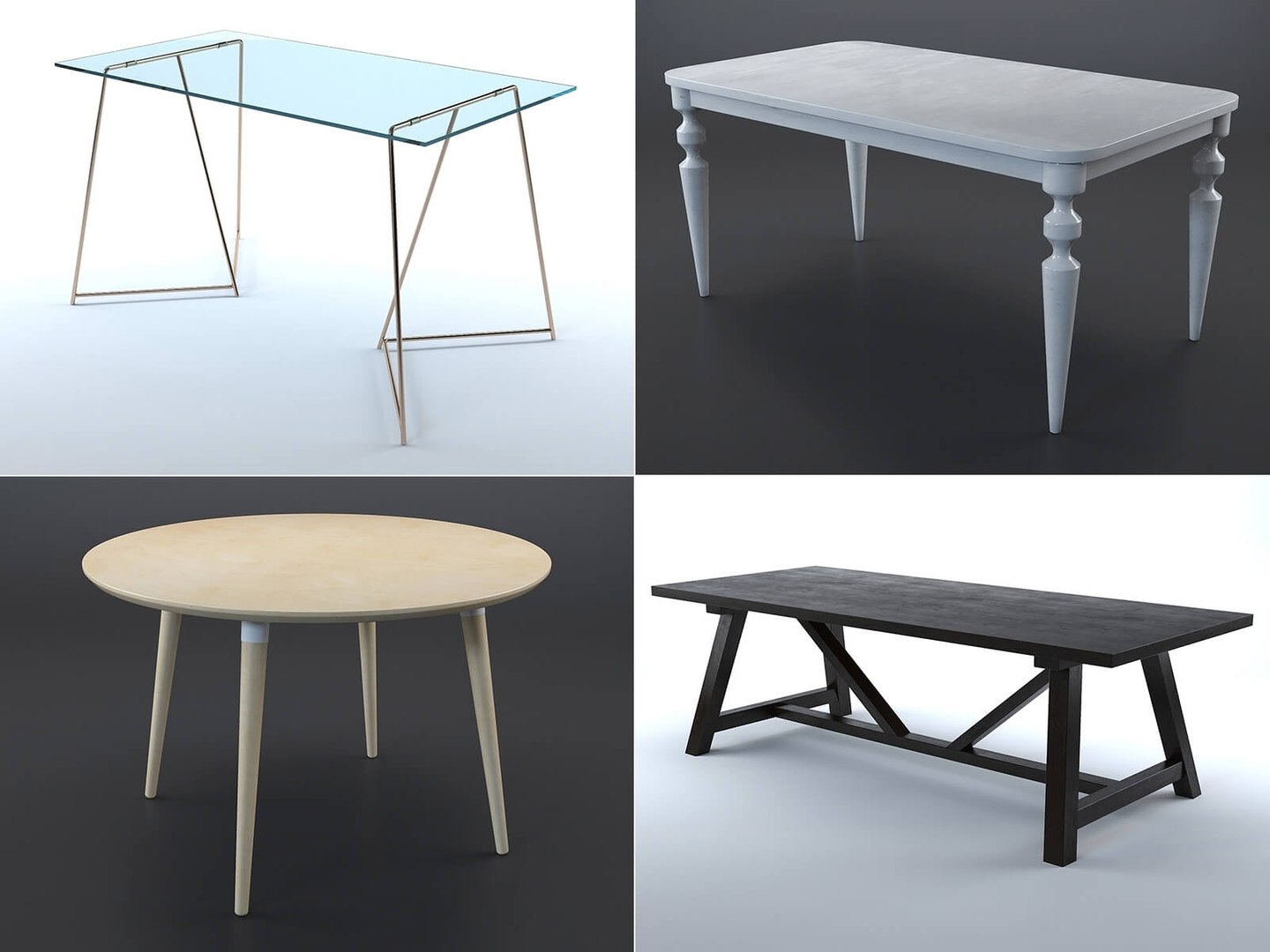 3D Tables Wood Glass - TurboSquid 1286385