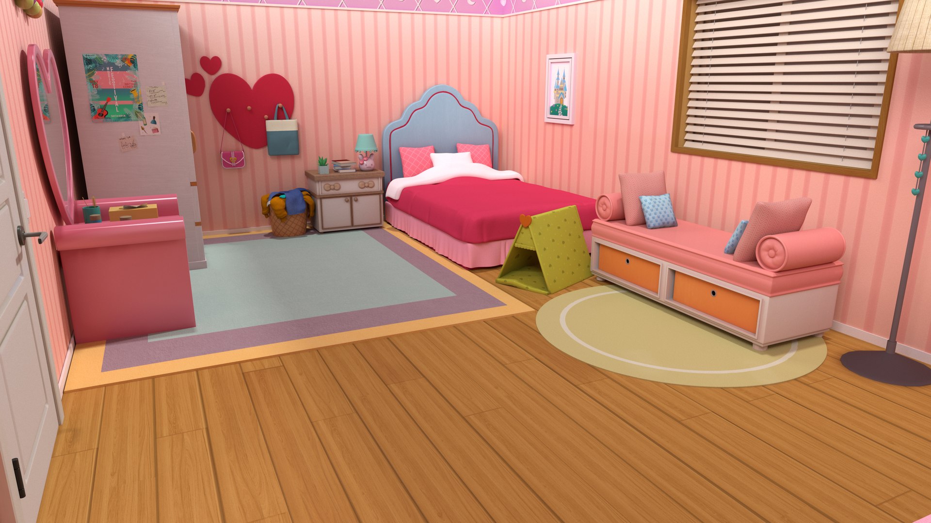3D cartoon bedroom - TurboSquid 1527129
