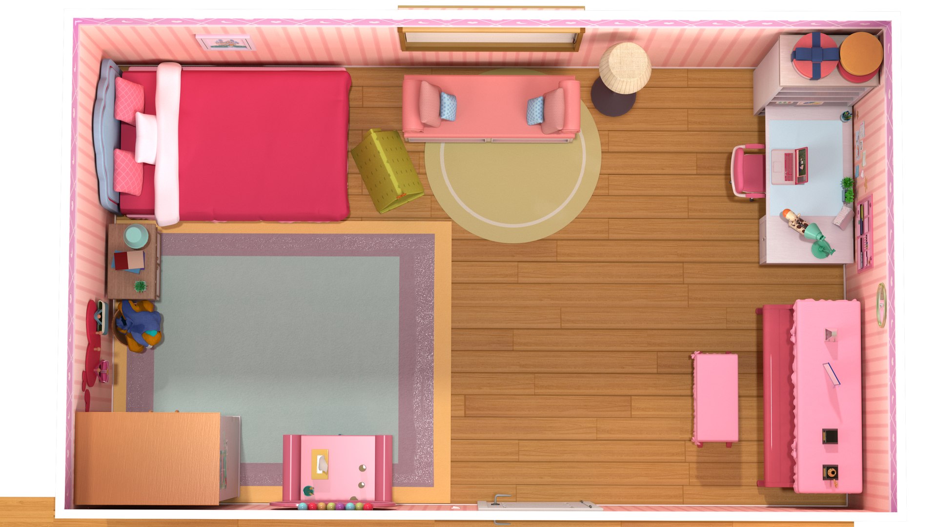 3D cartoon bedroom - TurboSquid 1527129