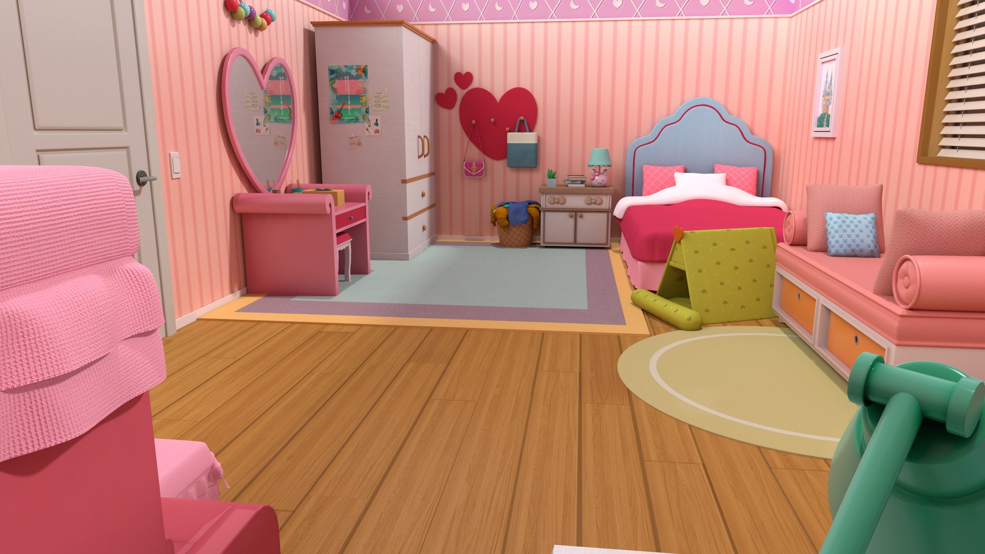 3D cartoon bedroom - TurboSquid 1527129