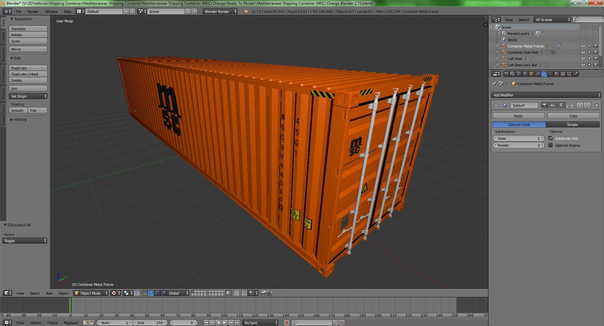 Mediterranean Shipping Container Msc 3d Model