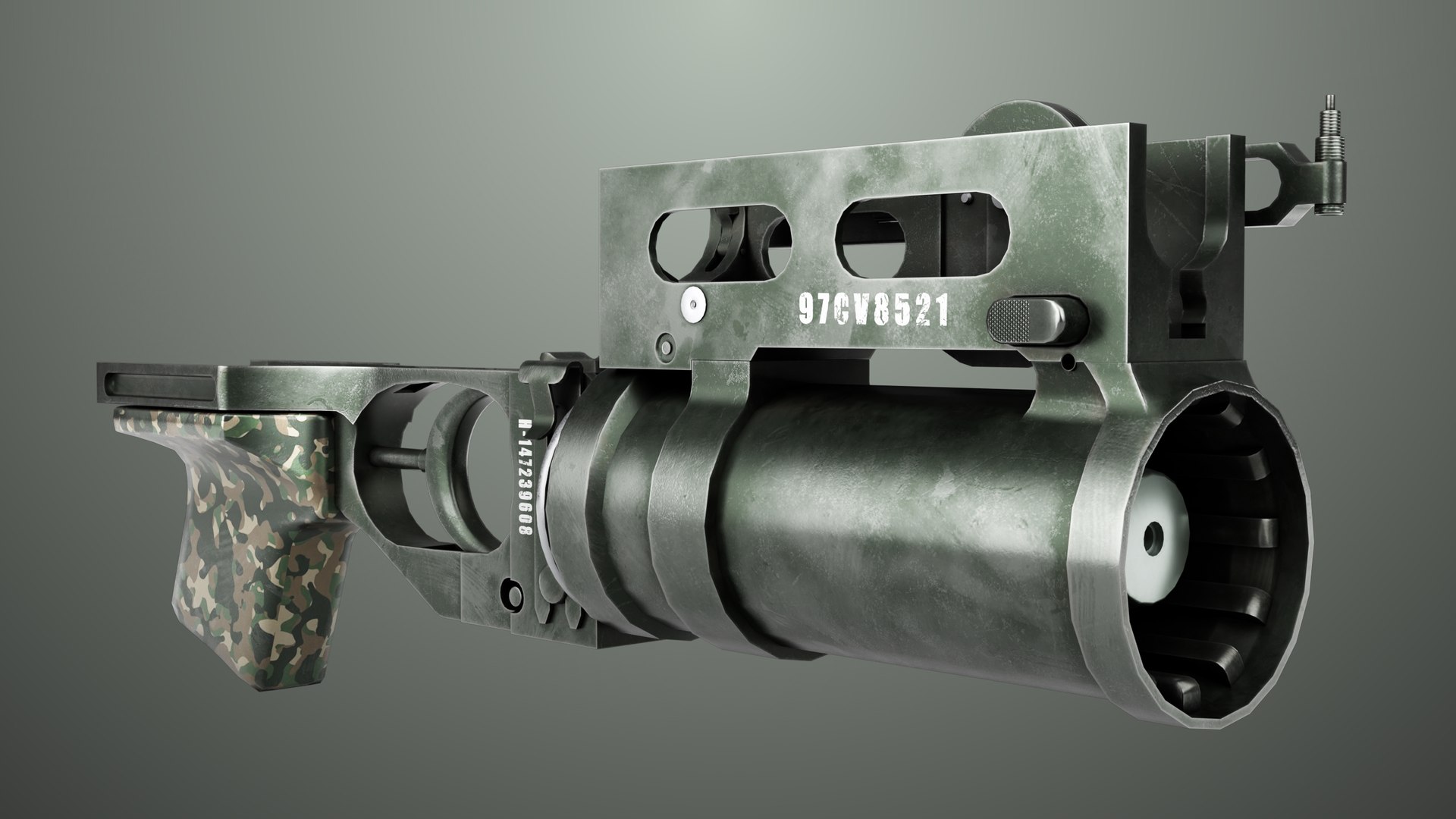 3D Grenade Launcher 03 Military Green Generic All PBR Unity UE Textures ...
