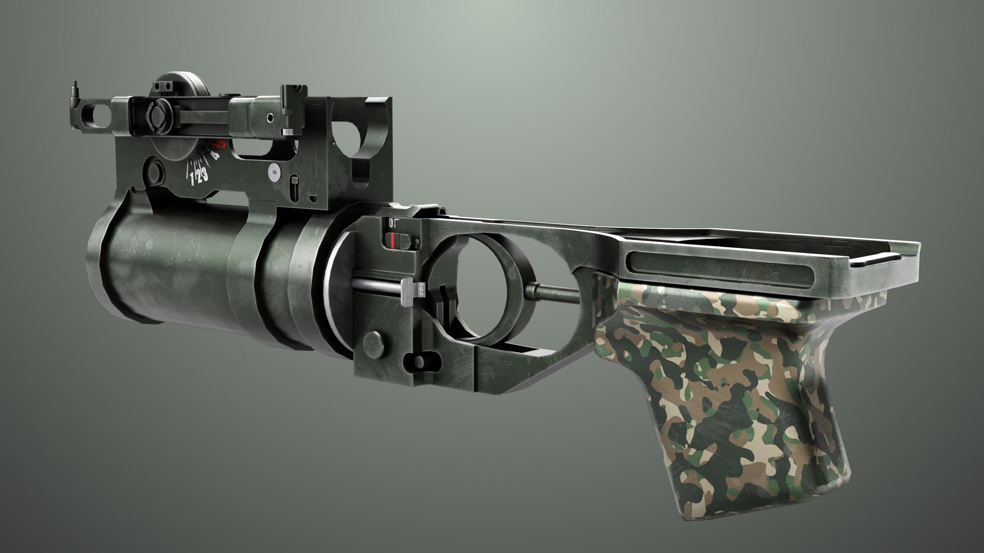 3D Grenade Launcher 03 Military Green Generic All PBR Unity UE Textures ...