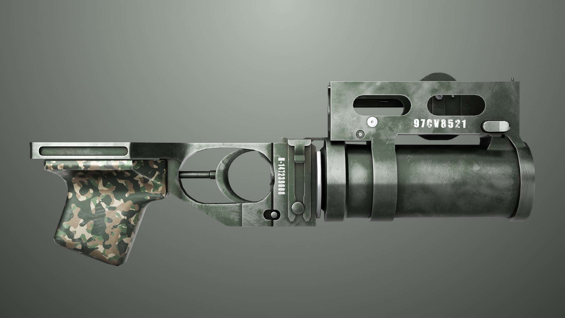 3D Grenade Launcher 03 Military Green Generic All PBR Unity UE Textures ...