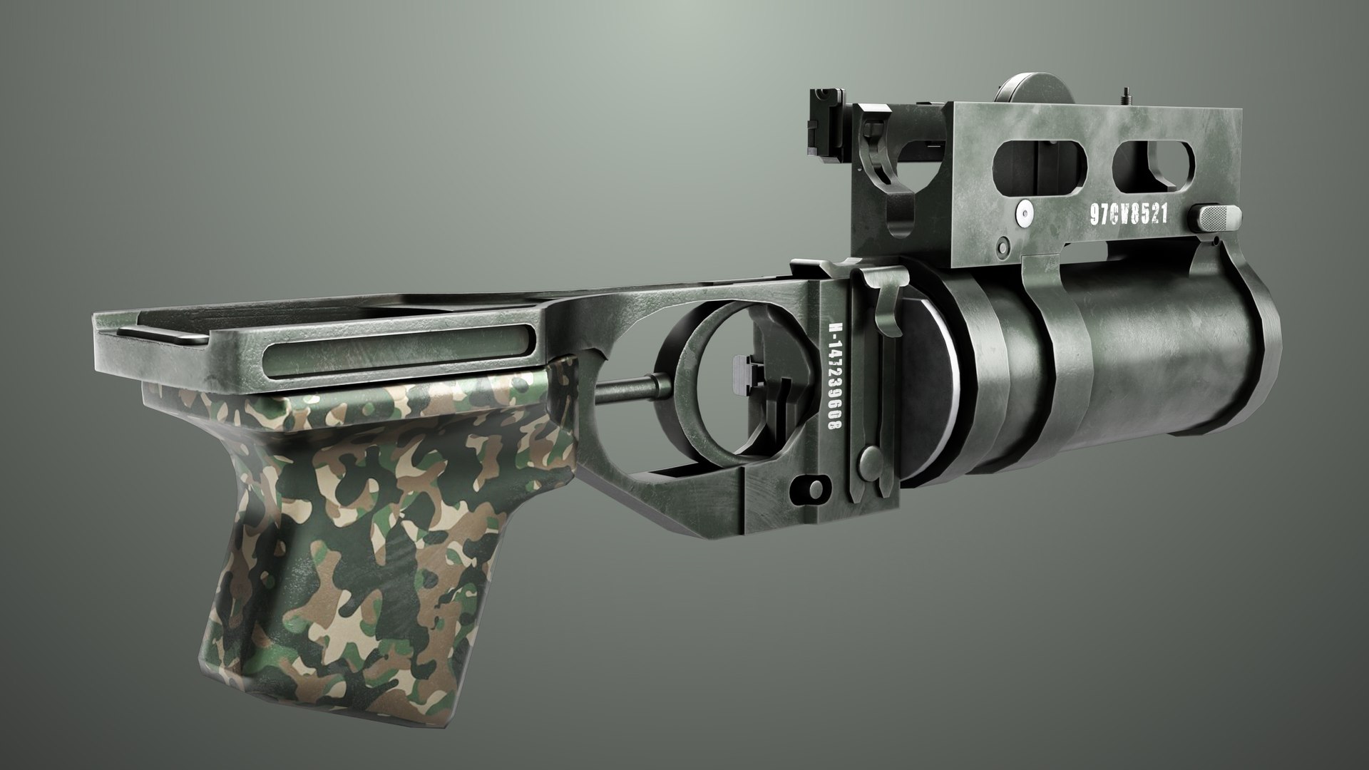 3D Grenade Launcher 03 Military Green Generic All PBR Unity UE Textures ...