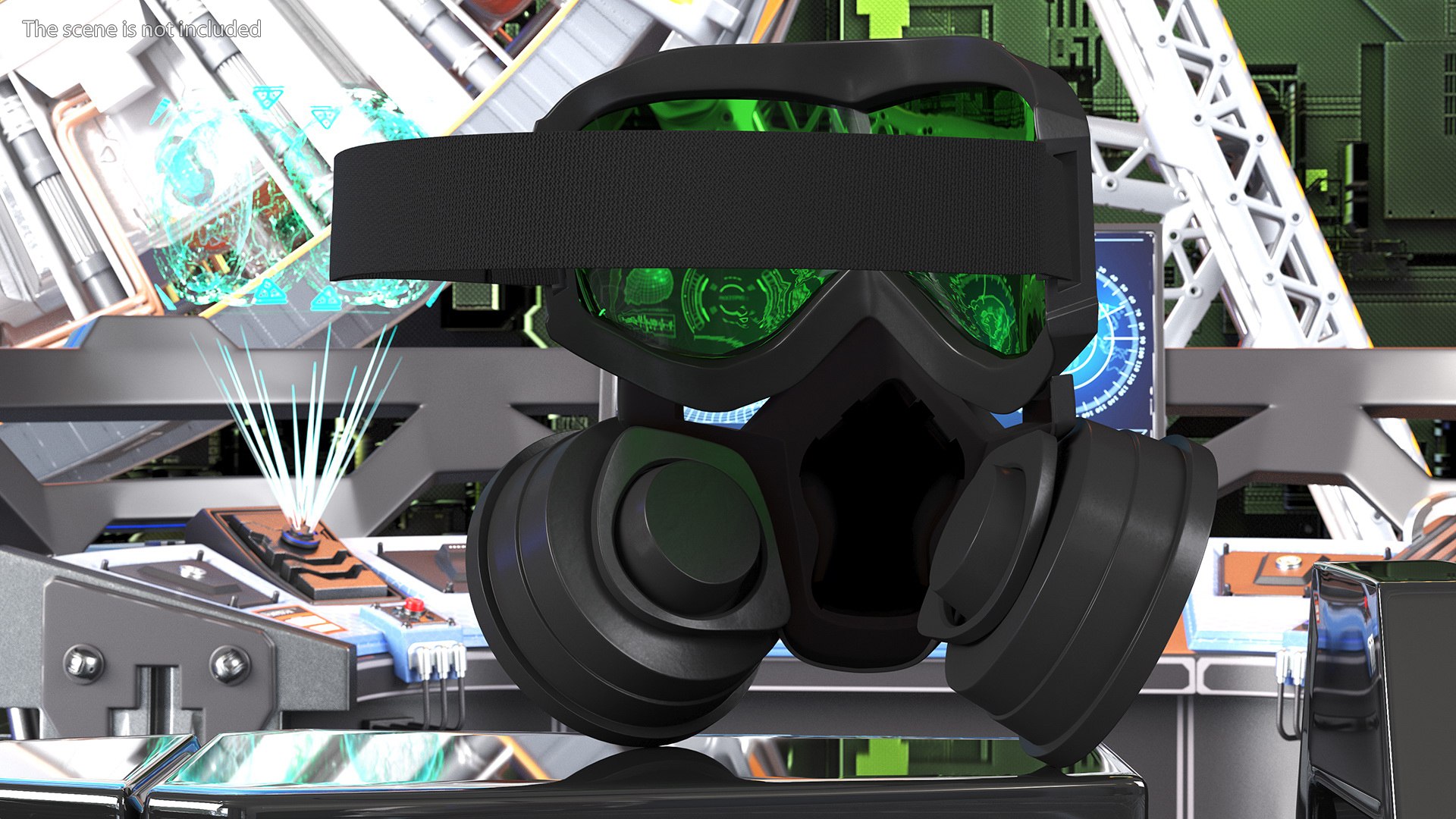 Futuristic Green Neon Gas Mask on Mannequin Head 3D model - TurboSquid ...