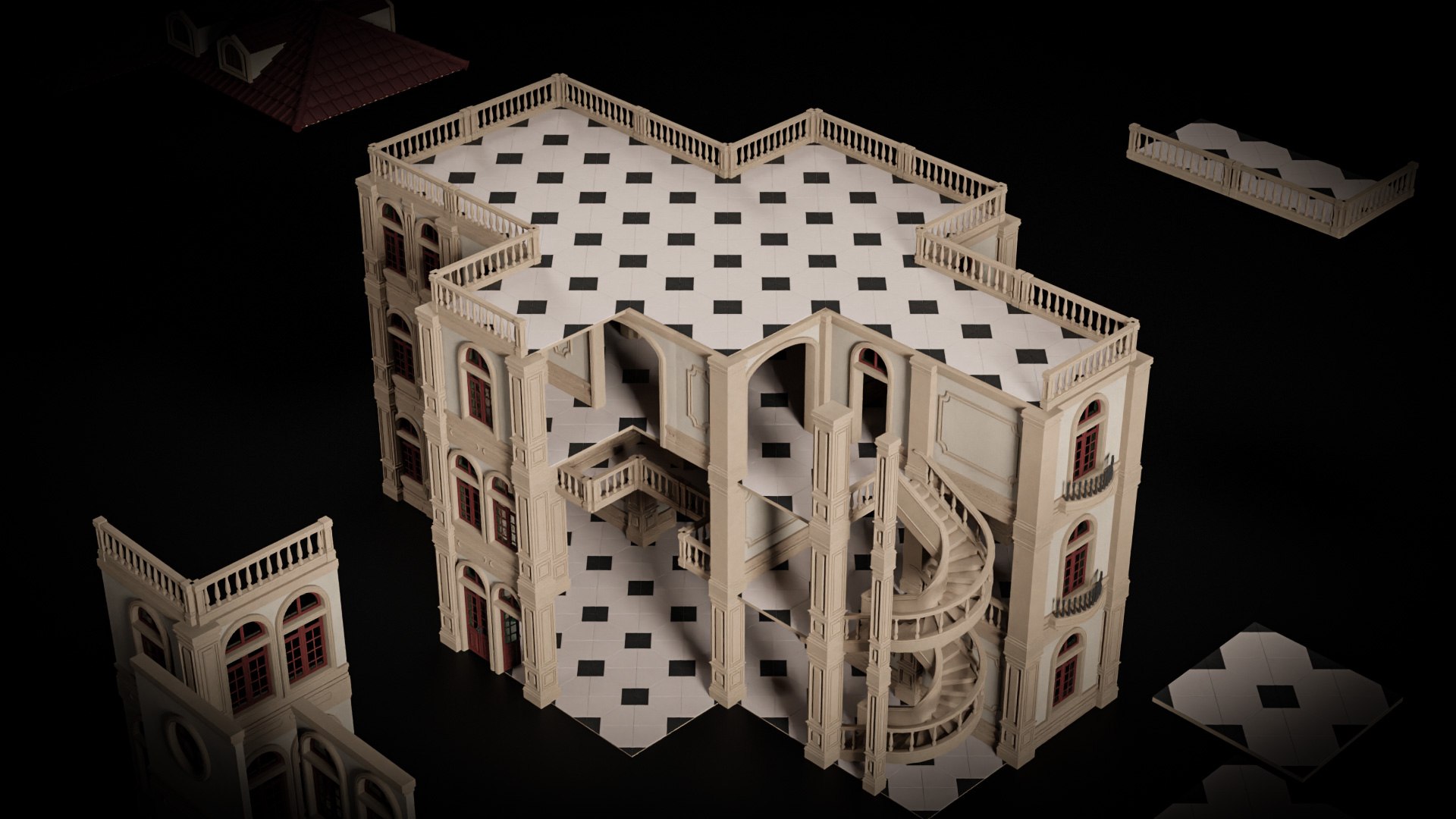 CLASSIC EUROPEAN KITBASH 02 MODULAR BUILDING WITH INTERIOR 3D ...