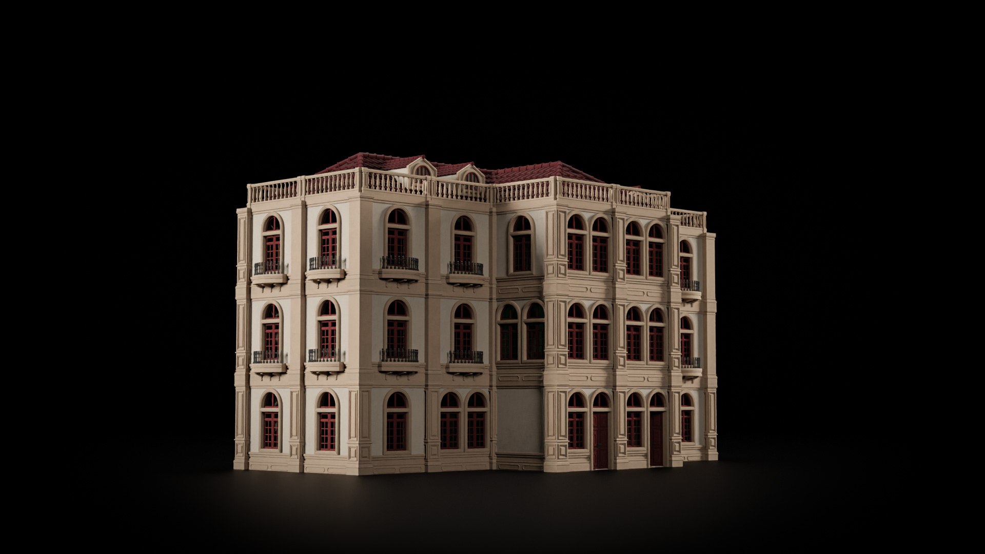 CLASSIC EUROPEAN KITBASH 02 MODULAR BUILDING WITH INTERIOR 3D ...