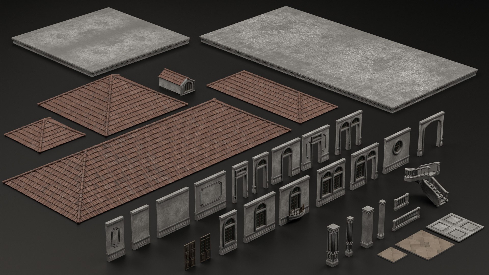 CLASSIC EUROPEAN KITBASH 02 MODULAR BUILDING WITH INTERIOR 3D ...