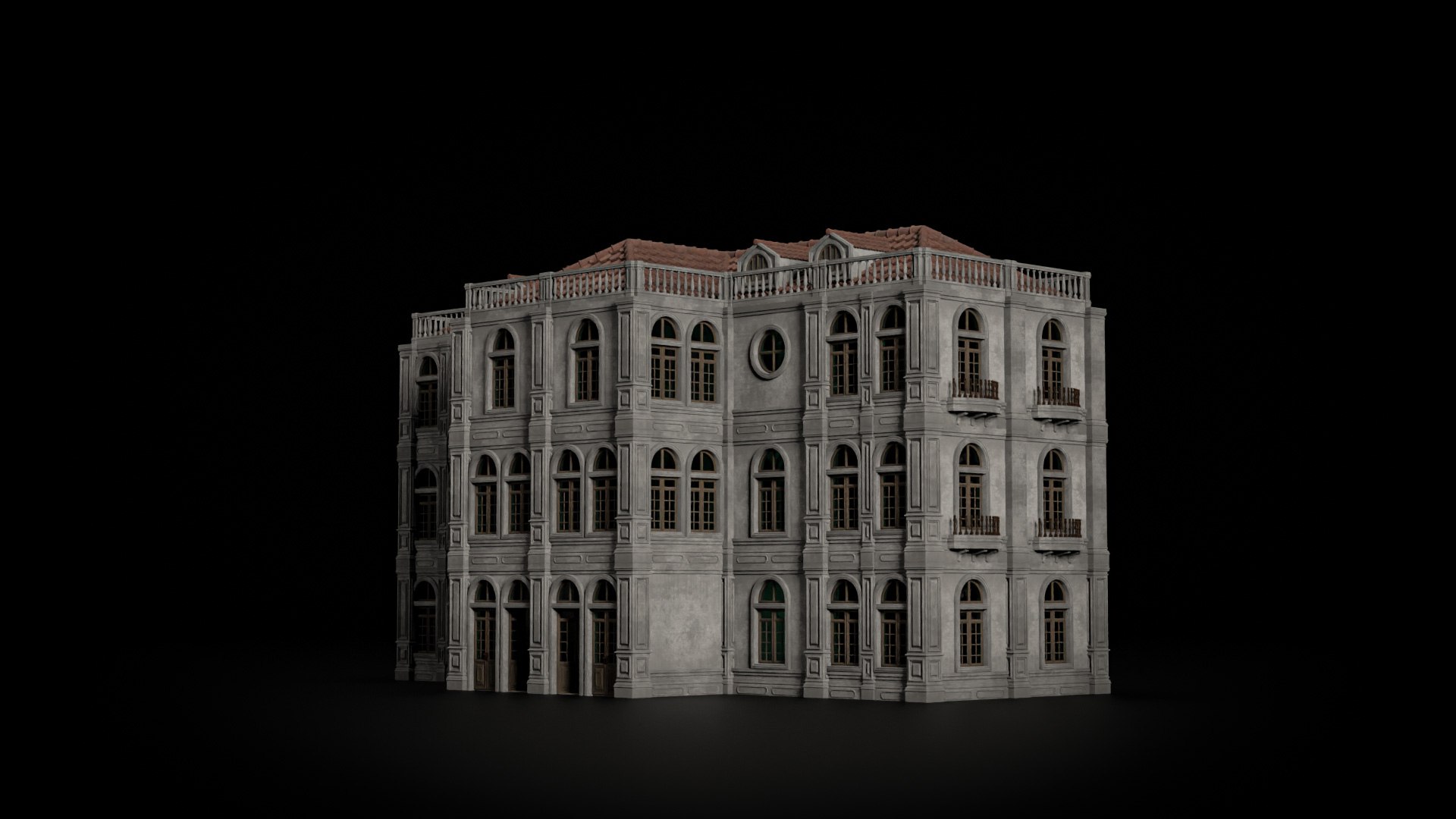 CLASSIC EUROPEAN KITBASH 02 MODULAR BUILDING WITH INTERIOR 3D ...