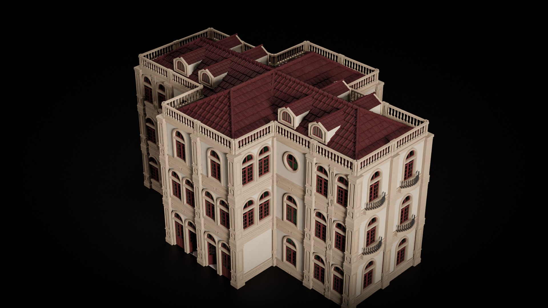 CLASSIC EUROPEAN KITBASH 02 MODULAR BUILDING WITH INTERIOR 3D ...