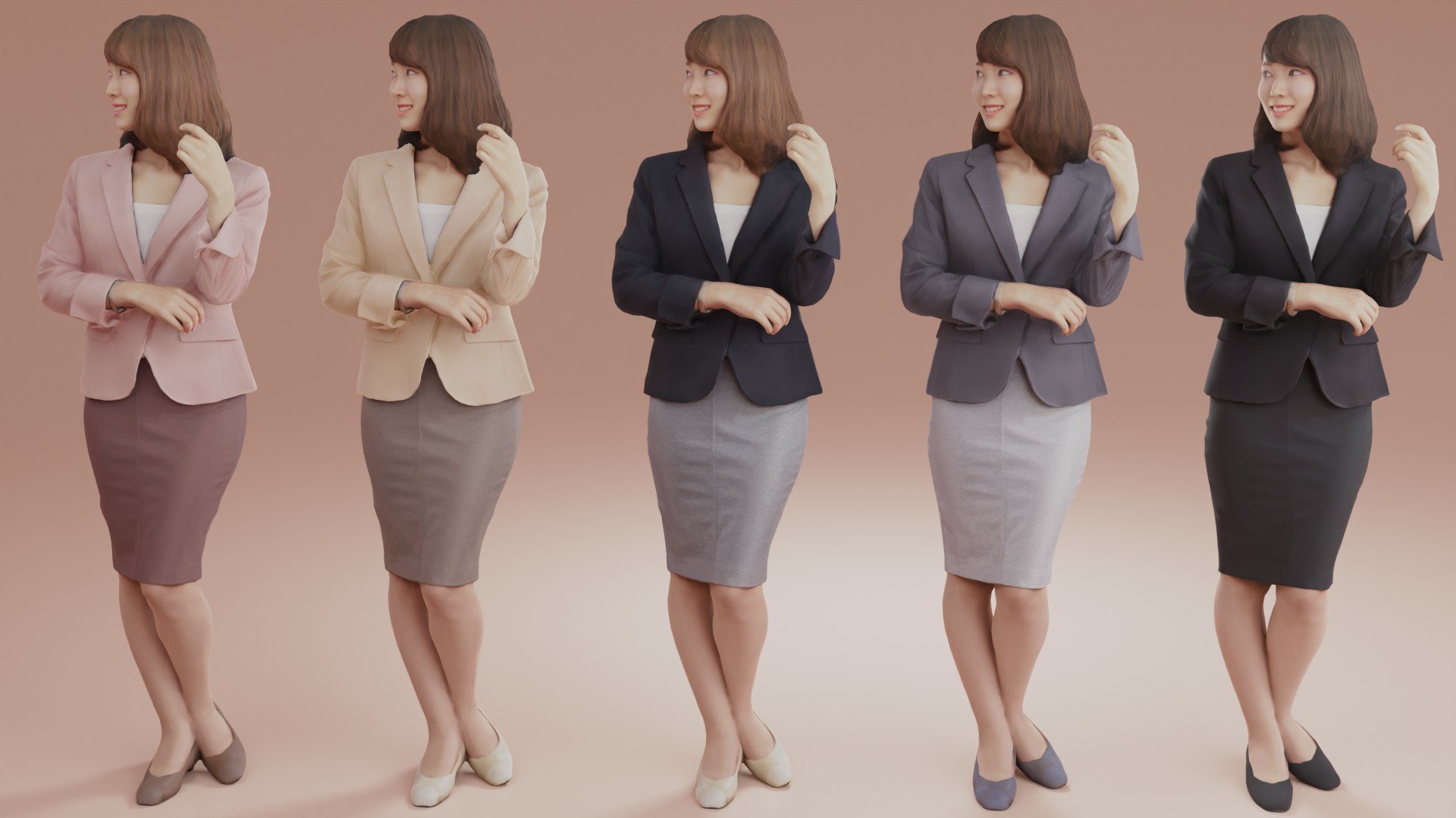 3D Posed 3D-Female Office Worker 013 Kana Model - TurboSquid 1937740