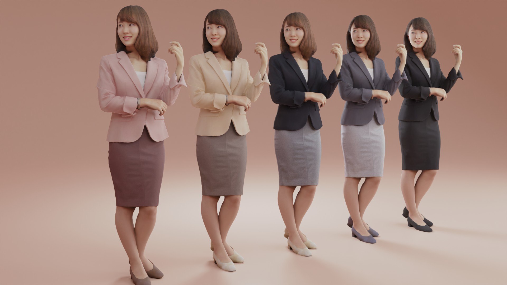 3D Posed 3D-Female Office Worker 013 Kana Model - TurboSquid 1937740