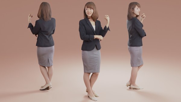 3D Posed 3D-Female office worker 013 Kana model - TurboSquid 1937740