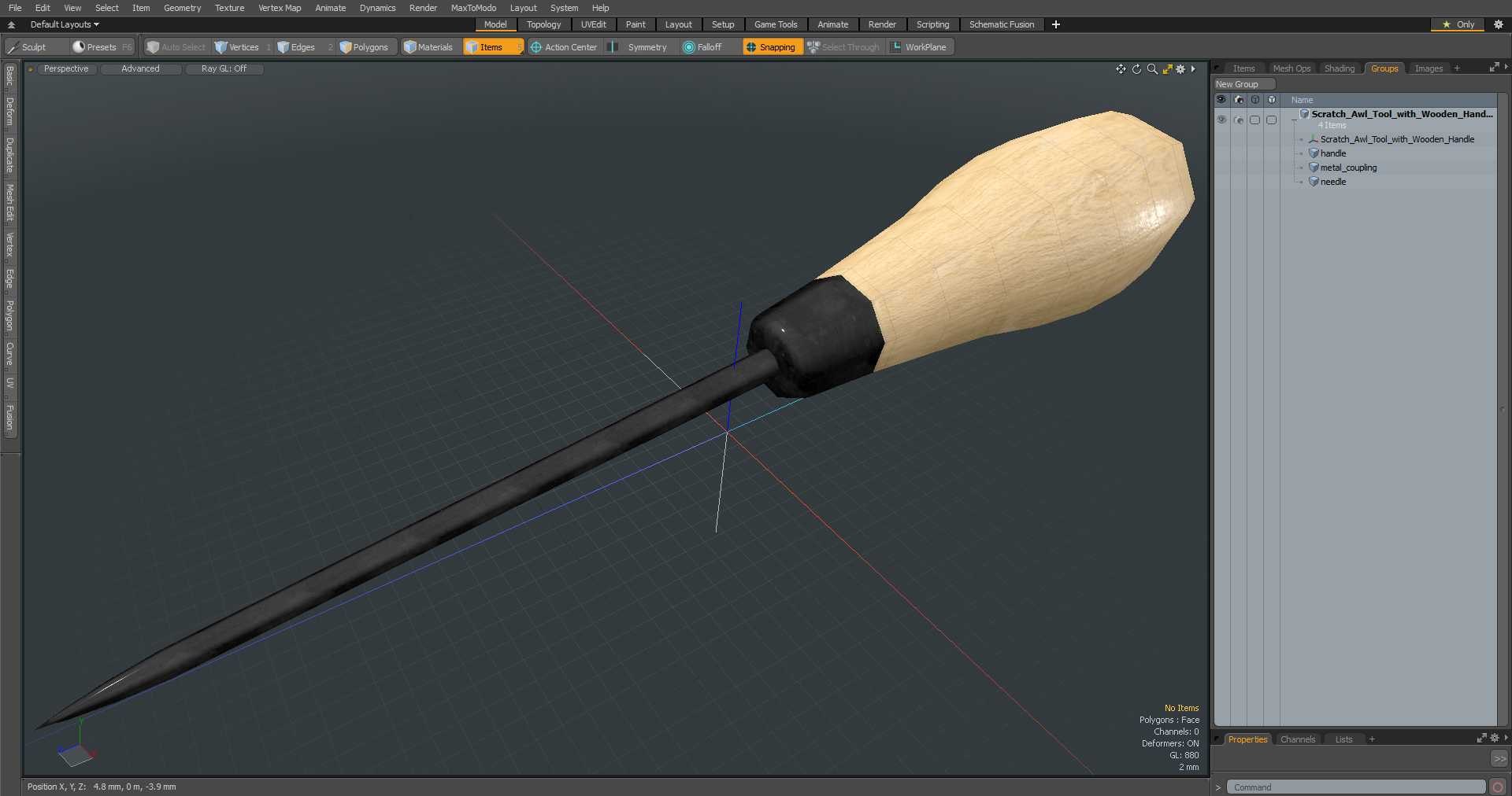 Scratch Awl Tool with Wooden Handle 3D - TurboSquid 2161307