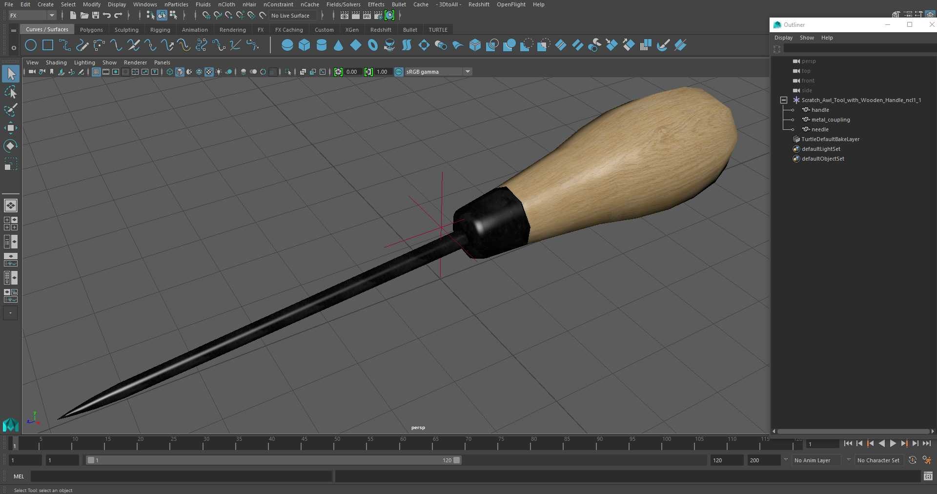 Scratch Awl Tool with Wooden Handle 3D - TurboSquid 2161307