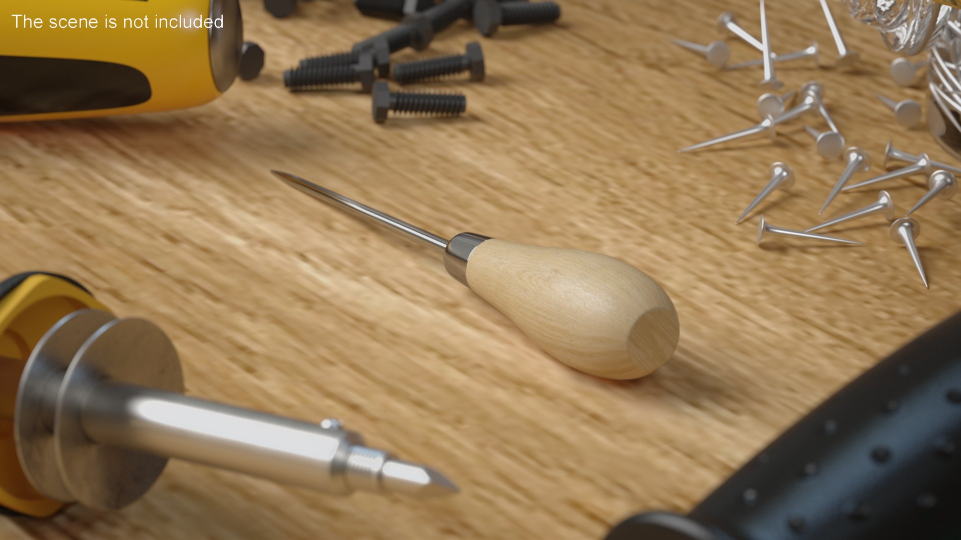 Scratch Awl Tool with Wooden Handle 3D - TurboSquid 2161307