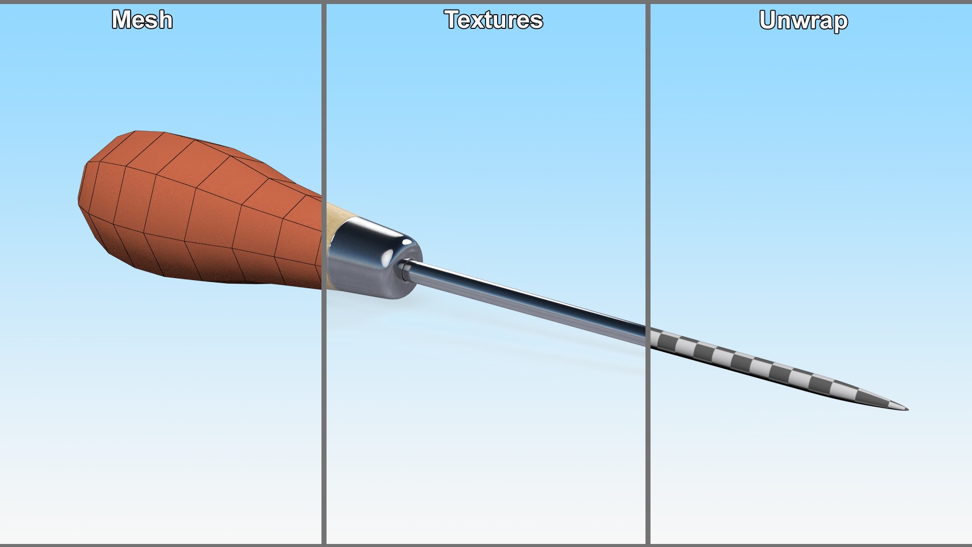 Scratch Awl Tool with Wooden Handle 3D - TurboSquid 2161307