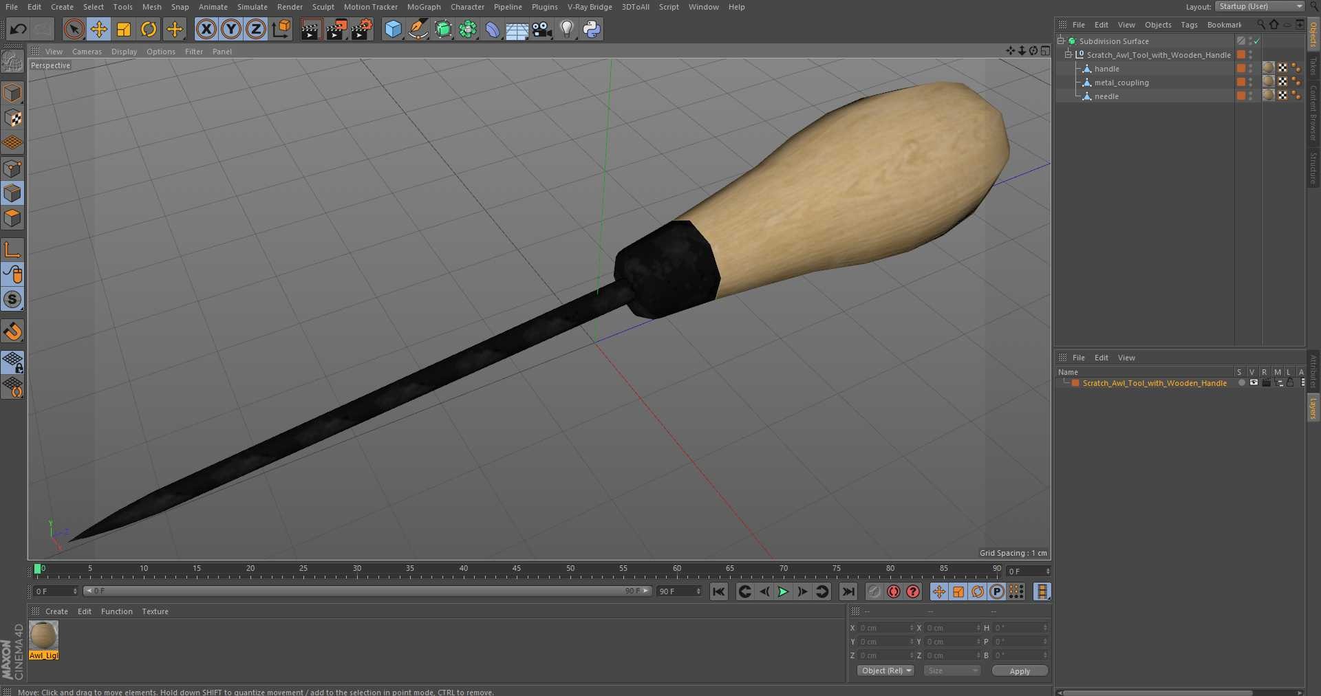 Scratch Awl Tool with Wooden Handle 3D - TurboSquid 2161307