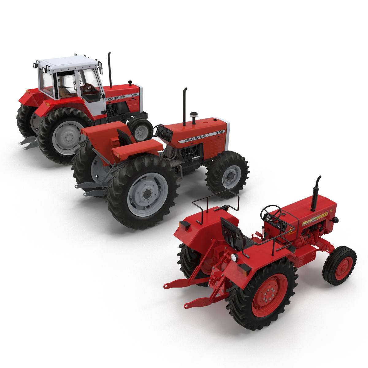3d model vintage tractors modeled