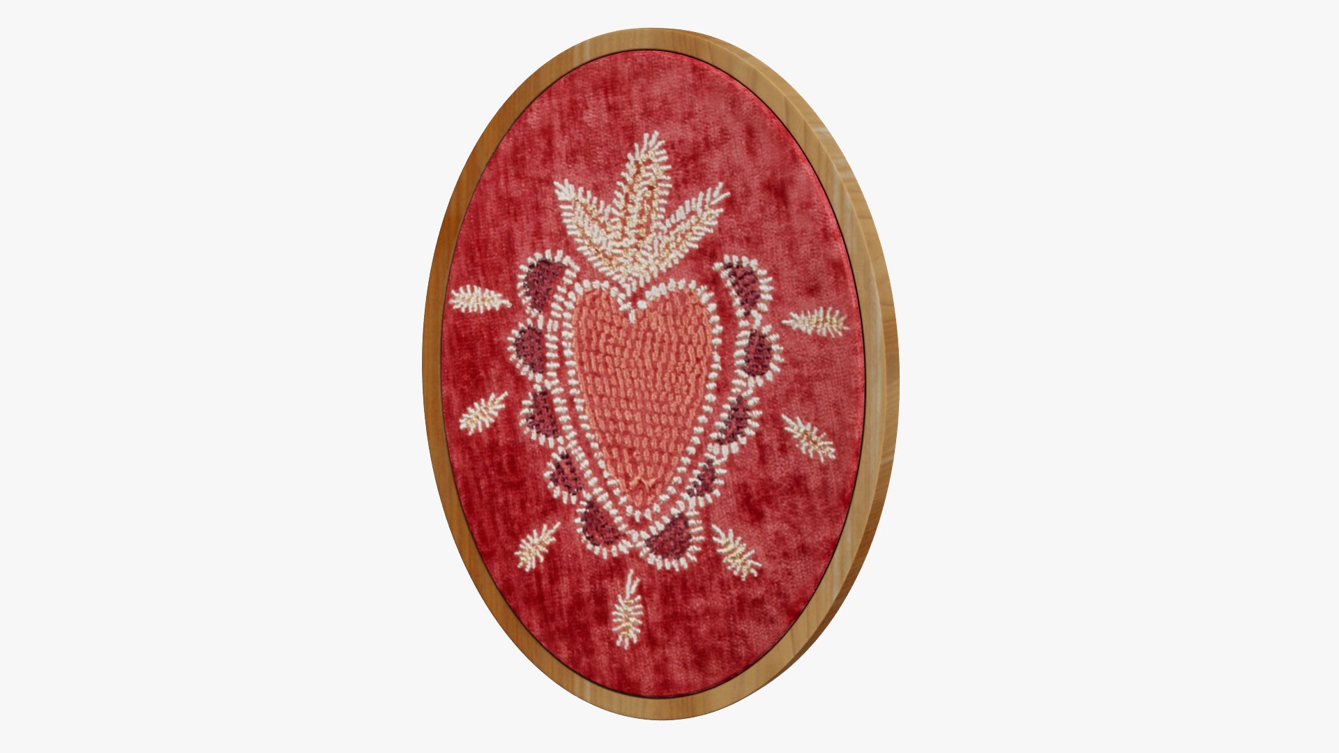 Red Velvet Wall Art With Embroidered Heart Design 3D - TurboSquid 1978123