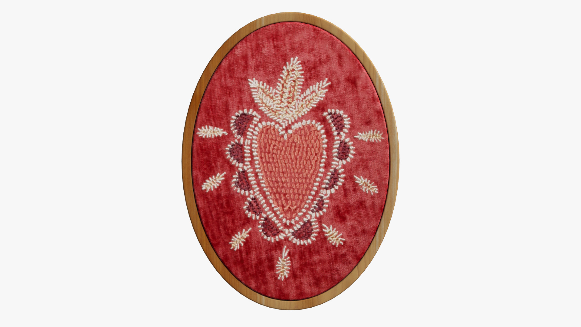 Red Velvet Wall Art With Embroidered Heart Design 3D - TurboSquid 1978123