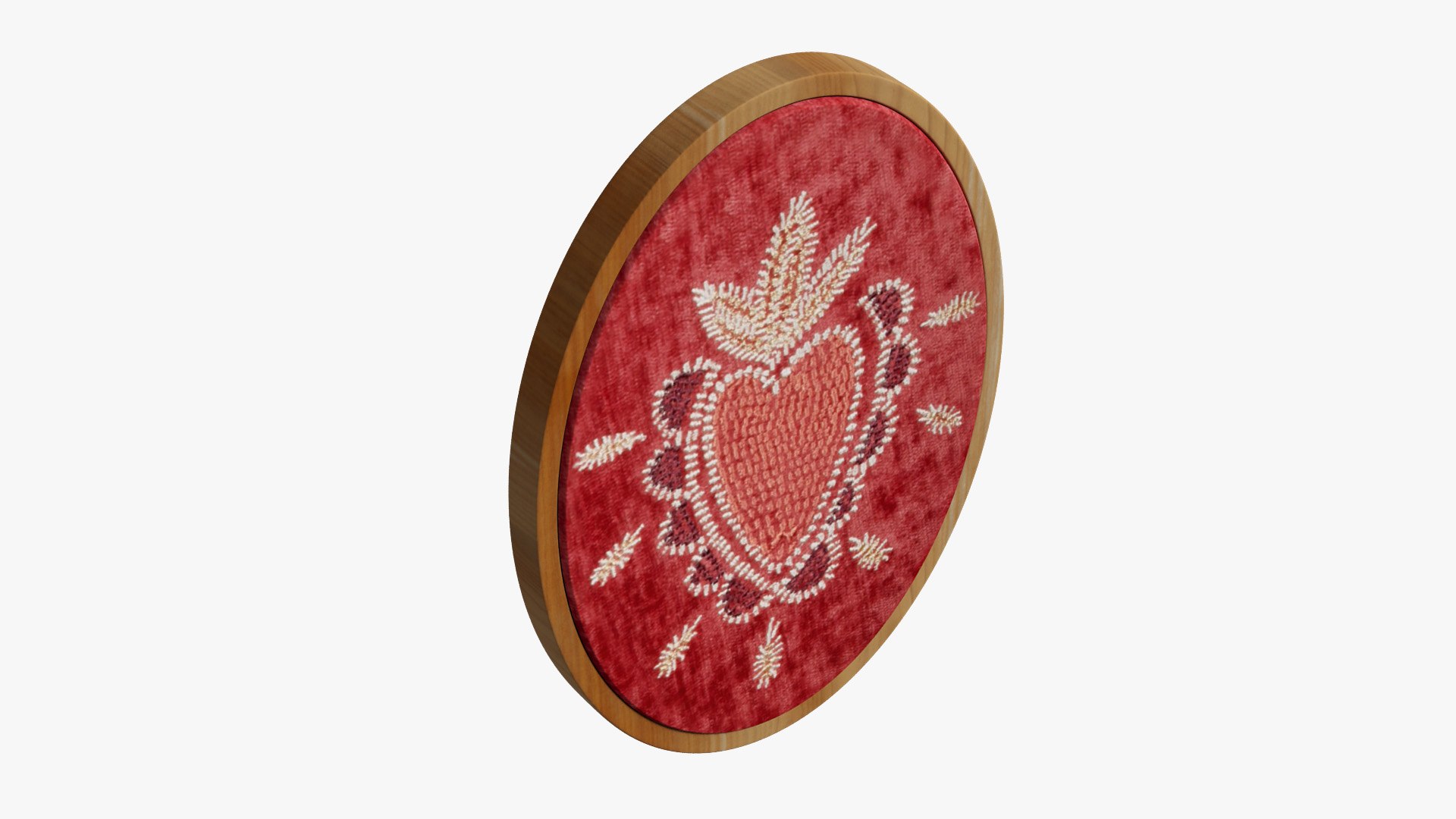 Red Velvet Wall Art With Embroidered Heart Design 3D - TurboSquid 1978123