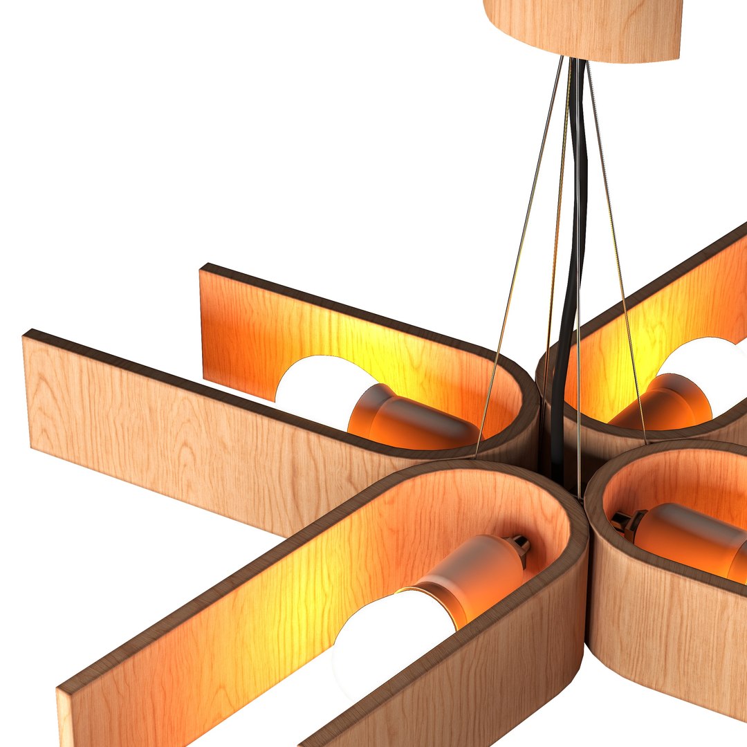 Hanging Lamp With Natural Wood 3D Model - TurboSquid 1917903