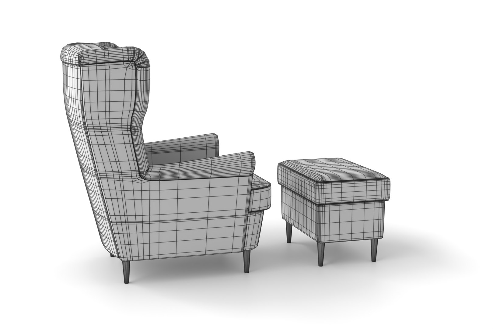 IKEA Strandmon Chair With Ottoman Model - TurboSquid 1917955