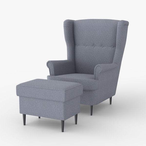 IKEA Strandmon chair with ottoman model - TurboSquid 1917955