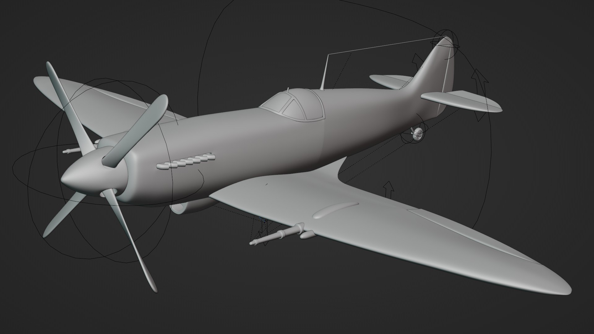 Supermarine Spitfire - Blender - Rigged And Texture Baked 3D Model ...