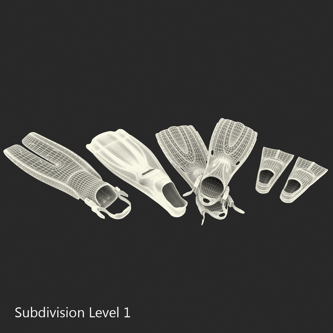 Swim Fins Modeled 3d Model